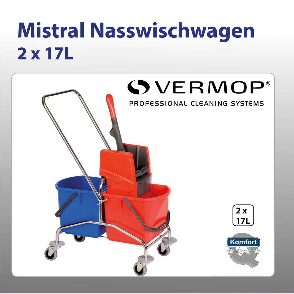 Vermop | MISTRAL Nasswischwagen 2x17L | Doppelfahrwagen